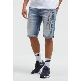 CAMP DAVID Herren Jeansshorts, blau, Gr. 30, bedruckt, Denim/Jeans, Material: 72% Baumwolle, 26% Polyester, 2% Elasthan, Jeans, mit breiten N&auml;hten