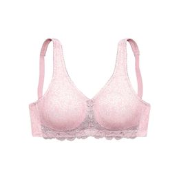 Damen Entlastungs-BH "BH ohne B&uuml;gel, Baumwoll-BH", NUANCE BY LASCANA, Gr. 90, rosa, Spitze, Obermaterial: 85% Baumwolle, 10% Polyamid, 5% Elasthan,