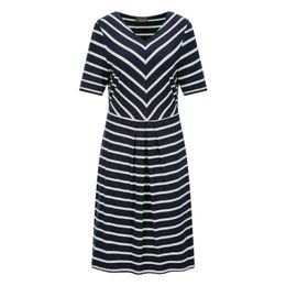 GOLDNER Damen Sommerkleid "Kurzgr&ouml;&szlig;e Viskosekleid im Streifen-Look", blau, Gr. 24, Obermaterial: 92% Viskose CV. 8% Elasthan EL., Kleider,