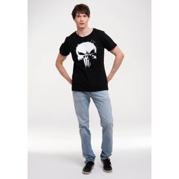 logoshirt Herren T-Shirt "Marvel - Punisher TV Skull", schwarz, Gr. M, unifarben, 100% Baumwolle, Shirts, mit lizenziertem Print