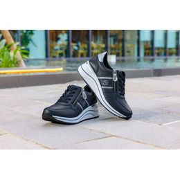 Remonte Damen Keilsneaker, Gr. 40, silber, Leder, Lederimitat, kontrastfarbene Details, Schuhe, Freizeitschuh, Halbschuh, Schn&uuml;rschuh mit