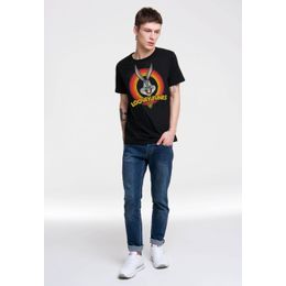 logoshirt Herren T-Shirt "Looney Tunes - Bugs Bunny Logo", schwarz, Gr. 5XL, bedruckt, 100% Baumwolle, Shirts, mit coolem Logo-Print