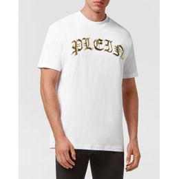 Philipp Plein Herren T-Shirt "Gothic Plein"0116, wei&szlig;, gold, Gr. S, Obermaterial: 100% Baumwolle, Shirts