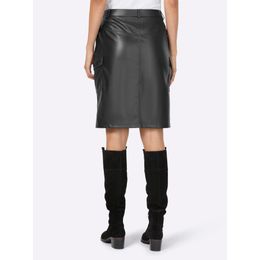 Heine Damen Lederimitatrock, schwarz, Gr. 36, unifarben, 100% Polyester, R&ouml;cke