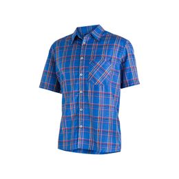 Maier Sports Herren Funktionshemd "Mauro", blau, Gr. 68, 85% Polyester, 15% Viscose, Hemden, Kariertes Kurzarm-Hemd f&uuml;r Wandern, Reisen und Freizeit