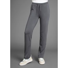 Flashlights Damen Sweathose, grau, Basic, Gr. 44, unifarben, Sweatware, Obermaterial: 95% Baumwolle, 5% Elasthan, Hosen, Mit Geradem Bein