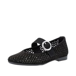 Riemchenballerina Remonte, Damen, Gr. 38, schwarz, Textil, Ziegenveloursleder, Schuhe Riemchenballerina, Loafer, Sommerschuh mit Glitzersteine und Klettverschluss