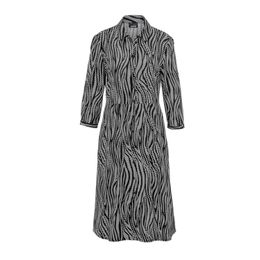 GOLDNER Damen Sommerkleid "Kurzgr&ouml;&szlig;e Blusenkleid mit Hemdkragen", schwarz-wei&szlig;, Gr. 25, Obermaterial: 100% Viskose CV., Kleider, mit Knopfleiste