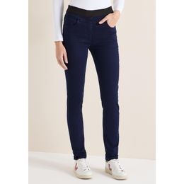 Slim-fit-Jeans Cecil, Damen, Gr. 36, L&auml;nge 30, blau schwarz used wash, Jeans, 67% Baumwolle, 31% Polyester, 2% Elasthan, unifarben, kn&ouml;chellang, Jeans Slim-fit-Jeans, mit Elastikbund