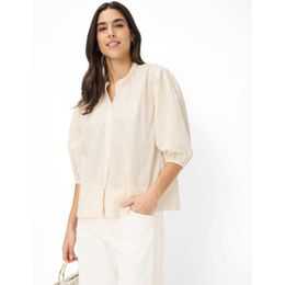 Shirtbluse Brax "Style VIV", Damen, Gr. 34, hellbeige, Web, 80% Baumwolle, 20% Polyester, V-Ausschnitt, Blusen