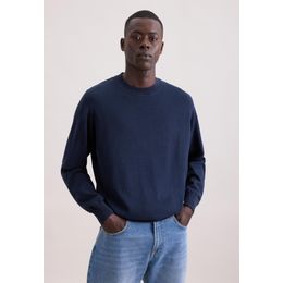 Seidensticker Herren Strickpullover "Schwarze Rose"dunkelblau, Gr. M, unifarben, 60% Baumwolle, 40% Leinen, Pullover, 1/1 Rundhals Uni