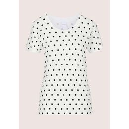 Madeleine Mode MADELEINE Damen Longpullover "Strickshirt Glattstrickpullover mit Punkte-Print", wei&szlig;, Modern, Gr. 36, Obermaterial: 71% Viskose CV. 29% Polyamid