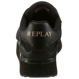 Replay Damen Plateausneaker, Gr. 37schwarz, Lederimitat, Textil, unifarben, Schuhe, Trend-Sneaker, Freizeitschuh, Halbschuh mit Logoschriftzug