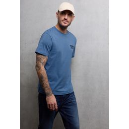 Street One MEN Herren T-Shirtauthentic blau, Gr. M, unifarben, Web, 60% Baumwolle, 40% Polyester, Shirts, in Melange Optik