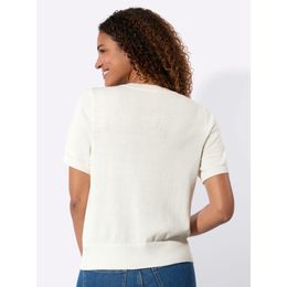 Casual Looks Damen Kurzarmpullover "Kurzarm-Pullover"ecru, Gr. 42, unifarben, 100% Baumwolle, Pullover