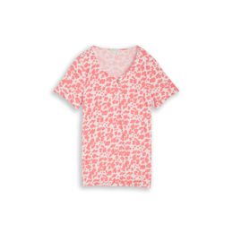 Tom Tailor Damen Crinkle T-Shirt mit Muster, rosa, Gemustert, Gr. XL