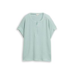 Tom Tailor Damen Crinkle T-Shirt, blau, Uni, Gr. M