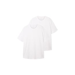 Tom Tailor Herren Plus Size - T-Shirt im 2er-Pack, wei&szlig;, Uni, Gr. 5XL
