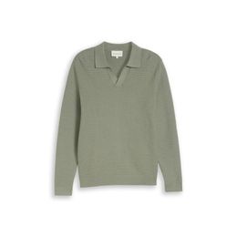 Tom Tailor Herren Strickpullover mit Polokragen, gr&uuml;n, Uni, Gr. M