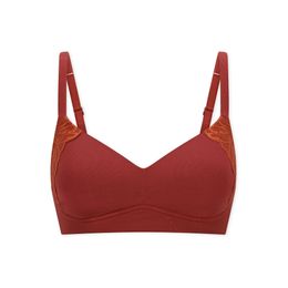 Schiesser B&uuml;gelloser BH ' Unique Premium ' Damen Gr&ouml;&szlig;e 80 braun / dunkelorange / rot