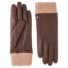 Roeckl Lederhandschuhe 'BRESLAU TOUCH' Damen Gr&ouml;&szlig;e M/L beige / dunkelbraun