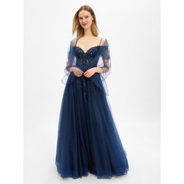 UNIQUE Abendkleid Damen Gr&ouml;&szlig;e 32 marine Winterkleid