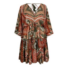 Apricot Satin Scarf Print Kaftan Mini Dress ' ' Damen Gr&ouml;&szlig;e 40 khaki Winterkleid