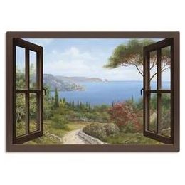 Leinwandbild Artland "Fensterblick Fr&uuml;hlingsmorgen", braun (farbe bild(er): braun), B:130cm H:90cm, Bilder, Leinwandbild, auf Holzrahmen gespannt