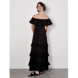Apricot Bardot Lace Detail Maxi Dress ' ' Damen Gr&ouml;&szlig;e 44 schwarz Winterkleid