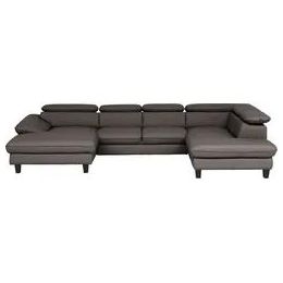 Wohnlandschaft Home Affaire "Pilot U-Form", braun (cacao), B:331cm T:108cm, Sofas, Wohnlandschaft, mit Kopfteilverstellung, wahlweise mit Bettfunktion & Bettkasten