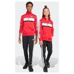 Trainingsanzug Adidas SPORTSWEAR "J 3S TIBERIO TS", Jungen, Gr. 152, rot (pure ruby, wei&szlig;), Obermaterial: 100% Polyester, Sportanz&uuml;ge Trainingsanzug
