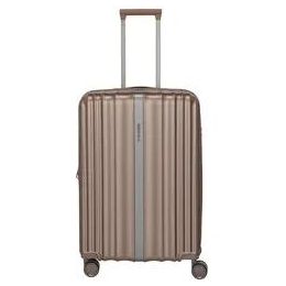 Hartschalen-Trolley Travelite "PAROS Reisekoffer Hartschale", Gr. B/H/T: 44cm x 65cm x 25cm 63 l, braun (cappuccino), ABS, metallic, Koffer, Kreuzspanngurten &ndash; robustes ABS-Reisegep&auml;ck