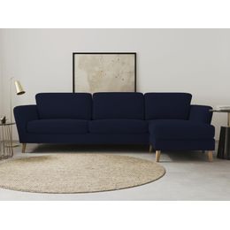 Ecksofa Home Affaire "MARSEILLE (279/152cm),L-Form, Rec. rechts/links, verschiedene Bez&uuml;ge", blau, B:279cm H:88cm T:152cm, Struktur fein (58% Polyester, 22% Polypropylen);Filzoptik (100% Polyester);Webstoff (100% Polyester), Sofas, Ecksofa, Massivholzbeine Eiche, Landhausstil, Wellenunterfederung