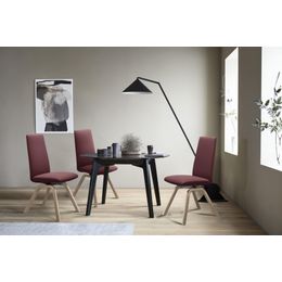 Polsterstuhl stressless "Laurel", rot (bordeaux batick, eiche natur), B:49cm H:105cm T:60cm, Leder BATICK: BATICK ist ein leicht korrigiertes, durchgef&auml;rbtes und genarbtes M&ouml;belleder, bei dem die meisten Unebenheiten und Spuren in der Regel entfernt wurden., St&uuml;hle, Polsterstuhl, High Back, Gr&ouml;&szlig;e L, mit schr&auml;ggestellten Beinen in Eiche natur