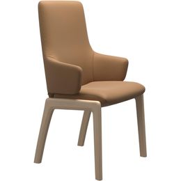Polsterstuhl stressless "Laurel", braun (taupe paloma, walnuss), B:58cm H:105cm T:60cm, Leder PALOMA: PALOMA ist ein durchgef&auml;rbtes Semianilin-M&ouml;belleder mit nat&uuml;rlicher Narbung., St&uuml;hle, Polsterstuhl, High Back mit Armlehne, Gr&ouml;&szlig;e L, mit abgerundeten Beinen in Walnuss