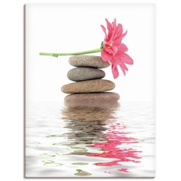 Wandbild Artland "Zen Spa Steine mit Blumen I", pink (farbe bild(er): pink), B:60cm H:80cm, Bilder, als Leinwandbild, Poster in verschied. Gr&ouml;&szlig;en