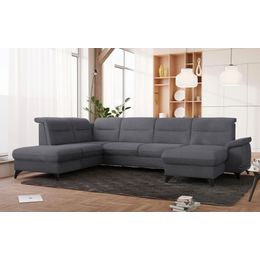 Sit & More Wohnlandschaft SIT & MORE "Astoria U-Form", grau (anthrazit), B:329cm H:91cm T:225cm, 100% Polyester, Sofas, Wohnlandschaft, wahlweise mit motorischer Relaxfunktion