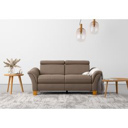 2,5-Sitzer Home Affaire "Lindgren", braun (nuss), B:185cm H:84cm T:93cm, 100% Polyester, Sofas, wahlweise mit TV-Funktion, links oder beidseitig, Kopfteilverstellung
