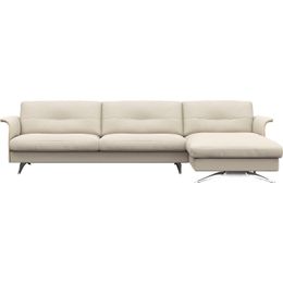 Ecksofa FLEXLUX "Glow Designsofa, bequem und komfortabel durch hochwertigen Sitzaufbau", wei&szlig; (warm wei&szlig;), B:305cm H:81cm T:158cm, 100% Echteder, Sofas, Ecksofa, L-Form, Modernes skandinavisches Design