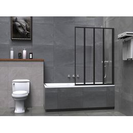 Badewannenaufsatz Welltime "Nassau", schwarz, B:100cm H:140cm, Duschw&auml;nde, Badewannenfaltwand, Spritzschutzwand f&uuml;r Badewanne, Glas, 4 Elemente