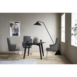 Polsterstuhl stressless "Laurel", grau (grau batick, schwarz matt), B:58cm H:105cm T:60cm, Leder BATICK: BATICK ist ein leicht korrigiertes, durchgef&auml;rbtes und genarbtes M&ouml;belleder, bei dem die meisten Unebenheiten und Spuren in der Regel entfernt wurden., St&uuml;hle, Polsterstuhl, High Back mit Armlehne, Gr&ouml;&szlig;e L, mit Beinen aus Stahl in Schwarz matt