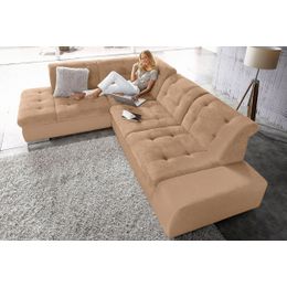 Sit & More Ecksofa SIT & MORE "Pale L-Form", braun (macchiato), B:280cm H:84cm T:227cm, SOFTLUX-Kunstleder im Korpus, Sitz und R&uuml;cken in Softstruktur (80% Polyester, 20% Polyamid);Softstruktur (80% Polyester, 20% Polyamid);Luxus-Kunstleder, Sofas, Ecksofa, inklusive Kopfteilverstellung, wahlweise mit Bettfunktion