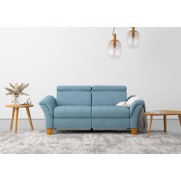 2,5-Sitzer Home Affaire "Lindgren", blau (eisblau), B:185cm H:84cm T:93cm, 100% Polyester, Sofas, wahlweise mit TV-Funktion, links oder beidseitig, Kopfteilverstellung
