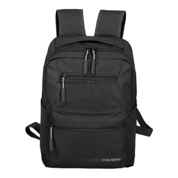 Freizeitrucksack Travelite "KICK OFF Rucksack M", Gr. B/H/T: 31cm x 40cm x 14cm, schwarz, Polyester, unifarben, Basic, Rucks&auml;cke Freizeitrucksack, Arbeitsrucksack Schulrucksack Freizeitrucksack mit 13-Zoll Laptopfach