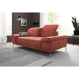 2-Sitzer Home Affaire "Caluna", orange (terra), B:202cm H:97cm T:111cm, Luxus-Microfaser Vintageoptik (100% Polyester);Flachgewebe (100% Polyester);Luxus-Mikrofaser (90% Polyester, 10% Polyamid), Sofas, mit Sitztiefen- und Kopfteilverstellung