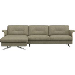 Ecksofa FLEXLUX "Glow, super bequem durch hochwertigem Sitzaufbau mit Federkern, L-Form", gr&uuml;n (fall gr&uuml;n), B:273cm H:81cm T:158cm, 62% Polyester/17%Baumwolle/14%Viscose/7%Leinen, Sofas, Ecksofa, Modernes skandinavisches Design