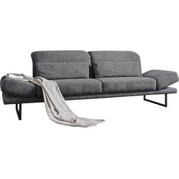 2-Sitzer 3C CANDY "Mallow Designsofa mit Komfortfunktionen, modern und bequem", grau (anthrazit), B:228cm H:83cm T:103cm, 100% Polyester, Sofas, Verstellbare Armlehne und Kopfteil, manuelle Sitztiefenverstellung