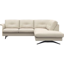 Ecksofa FLEXLUX "Glow, super bequem durch hochwertigem Sitzaufbau mit Federkern, L-Form", wei&szlig; (warm wei&szlig;), B:236cm H:81cm T:224cm, 100% Echteder, Sofas, Ecksofa, Modernes skandinavisches Design