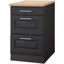 Unterschrank KOCHSTATION "KS-Stockholm", grau (grau, grafit), B:50cm H:85cm T:60cm, Holzwerkstoff, MDF, Schr&auml;nke, Unterschrank, hochwertige MDF-Fronten