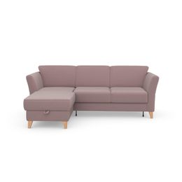 Sit & More Ecksofa SIT & MORE "Visby L-Form", rosa (altrosa), B:248cm H:87cm T:162cm, Sofas, Ecksofa, Wahlweise mit Bettfunktion und Bettkasten, frei im Raum stellbar